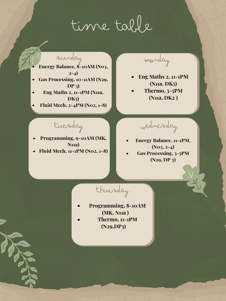 2024 Term 1 Time Table | PDF