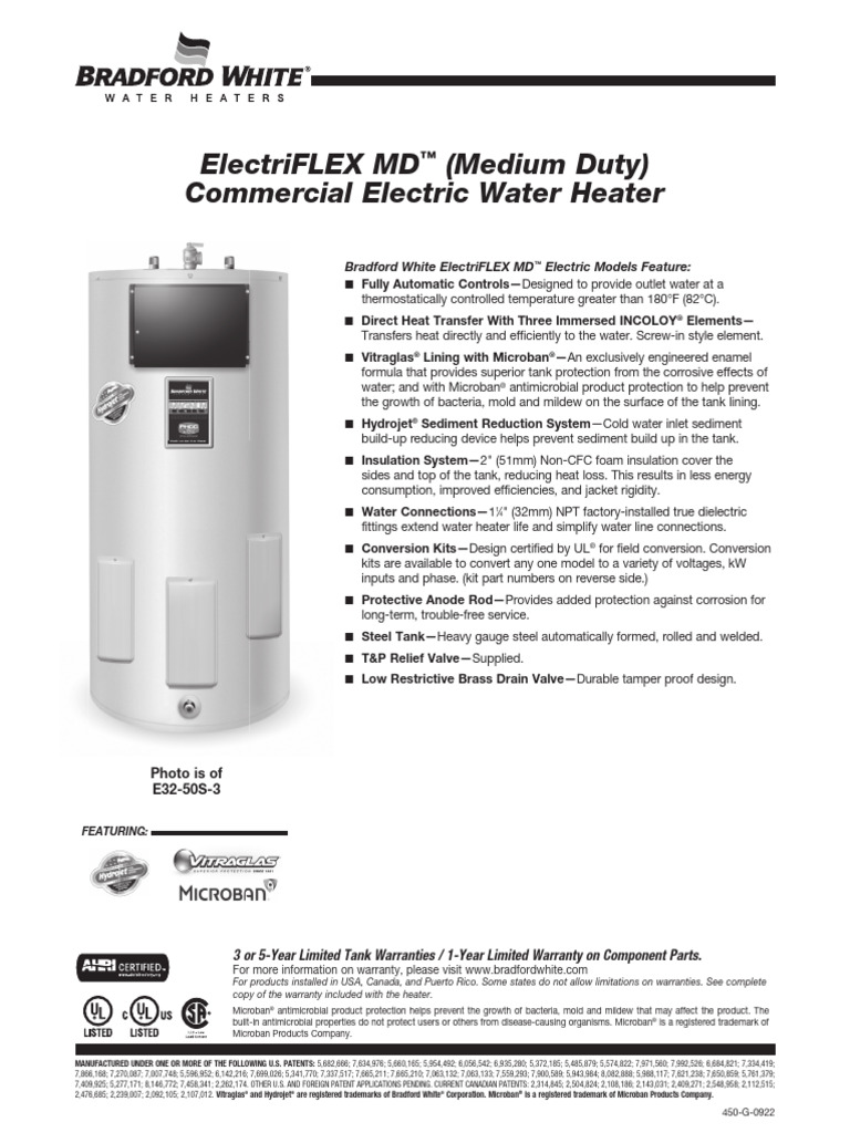 Commercial Electric Electriflex MD E32 Specsheet 450 | PDF | Water ...