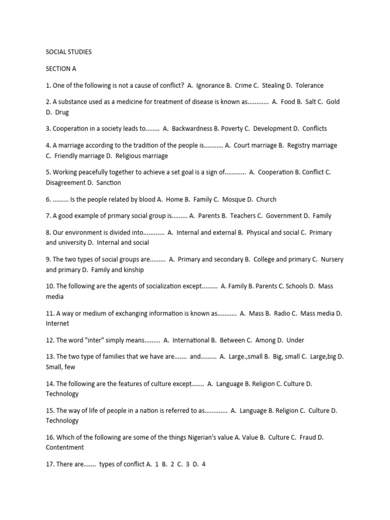 SOCIAL STUDIES - Jss1 and Jss2 | PDF | Marriage | Social Group