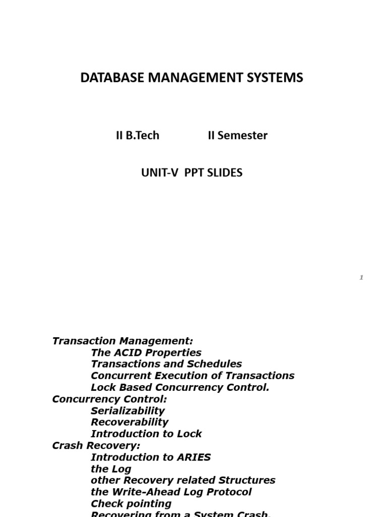 DBMS PPT Unit-5 | PDF | Database Transaction | Acid