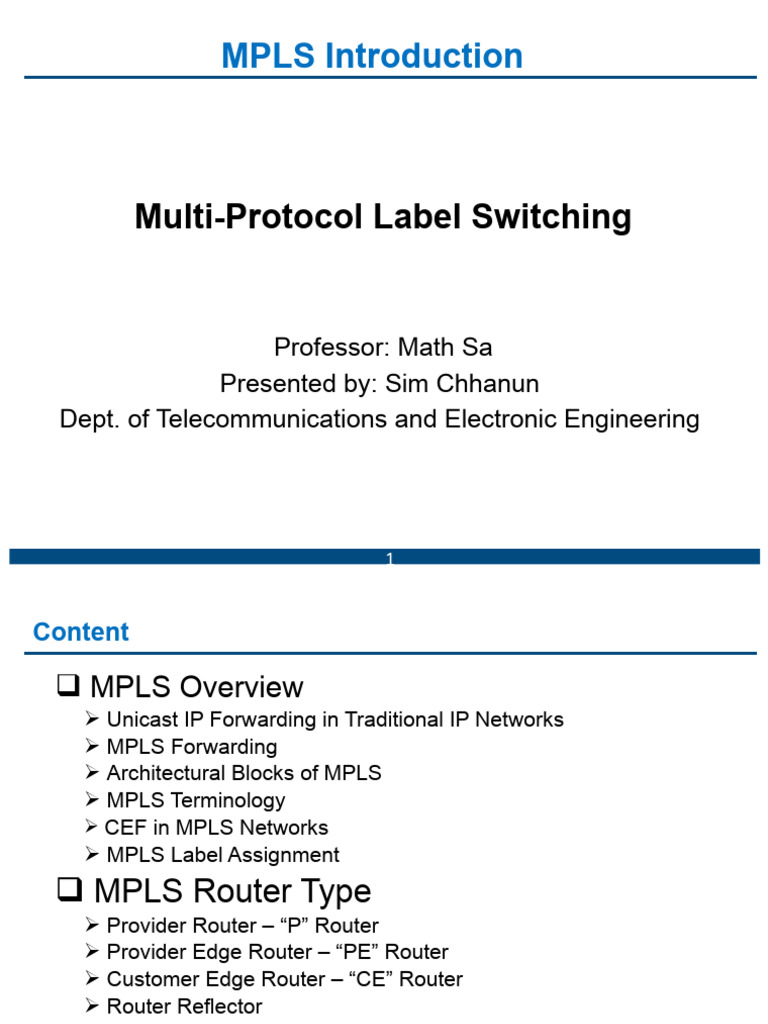 MPLS | PDF | Networking | Multiprotocol Label Switching