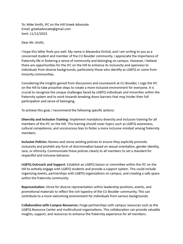 Letter To Business Professional | PDF | Lgbt | LGBTQIA+ Studies