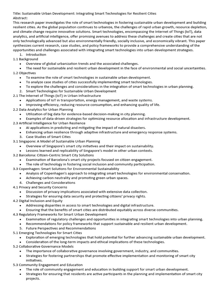 Sustainable Urban Development | PDF | Urban Planning | Internet Of Things