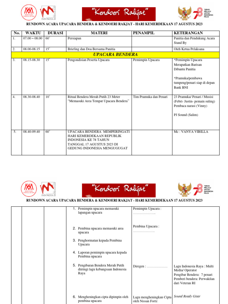 RUNDOWN ACARA HUT RI Fixed | PDF
