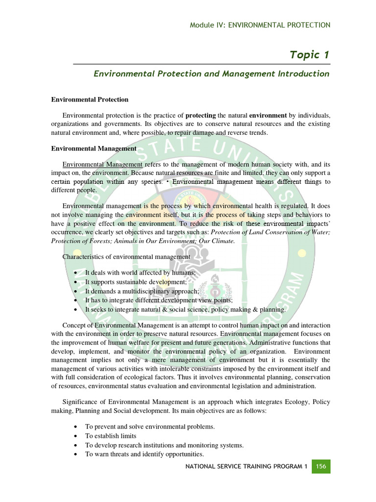 Module 4 Environmental MGT Students | PDF | Environmental Resource ...