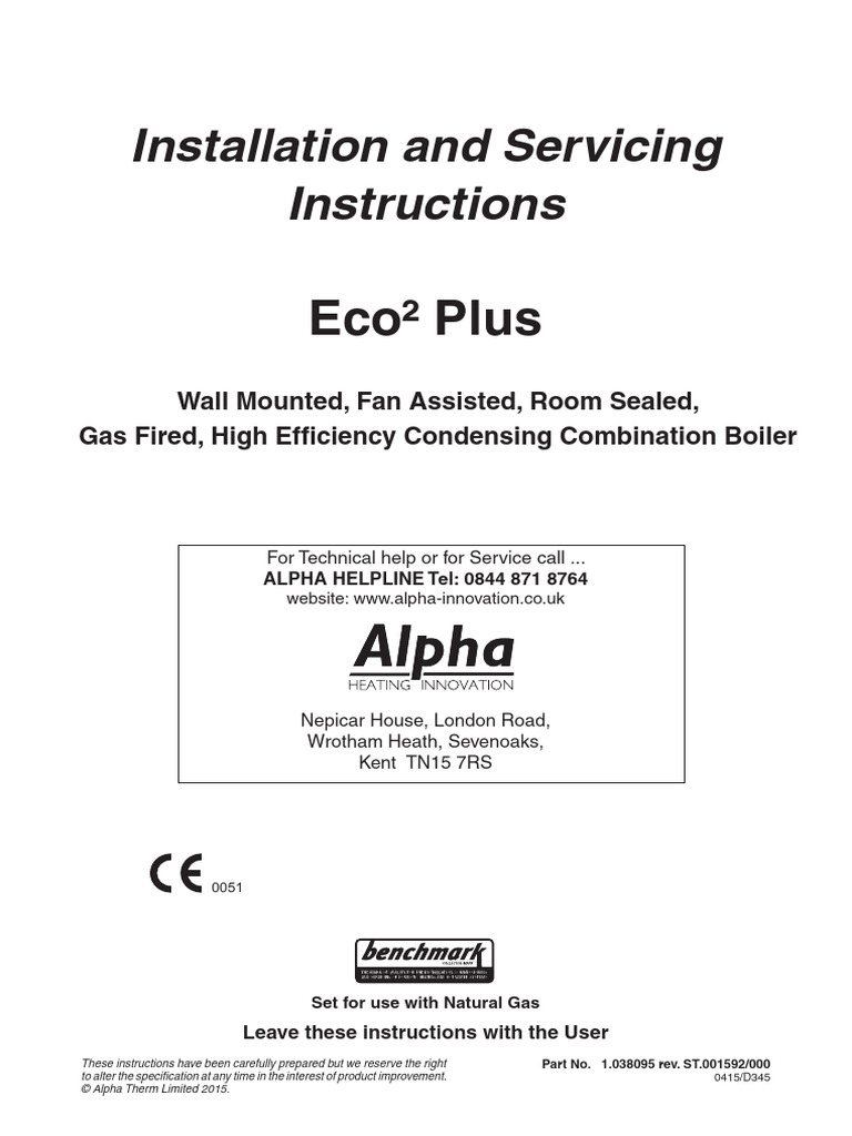 Alpha Eco² Plus Installation Guide | PDF | Boiler | Valve
