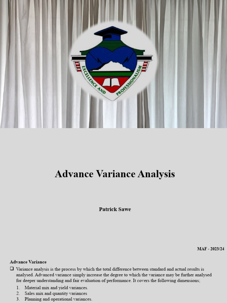 Advance Variance Analysis Pdf