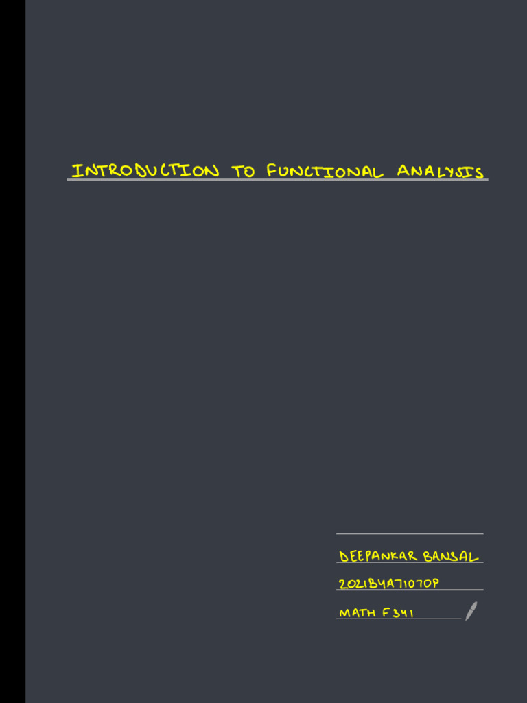 Introduction To Functional Analysis | PDF | Mathematical Objects | Functional Analysis