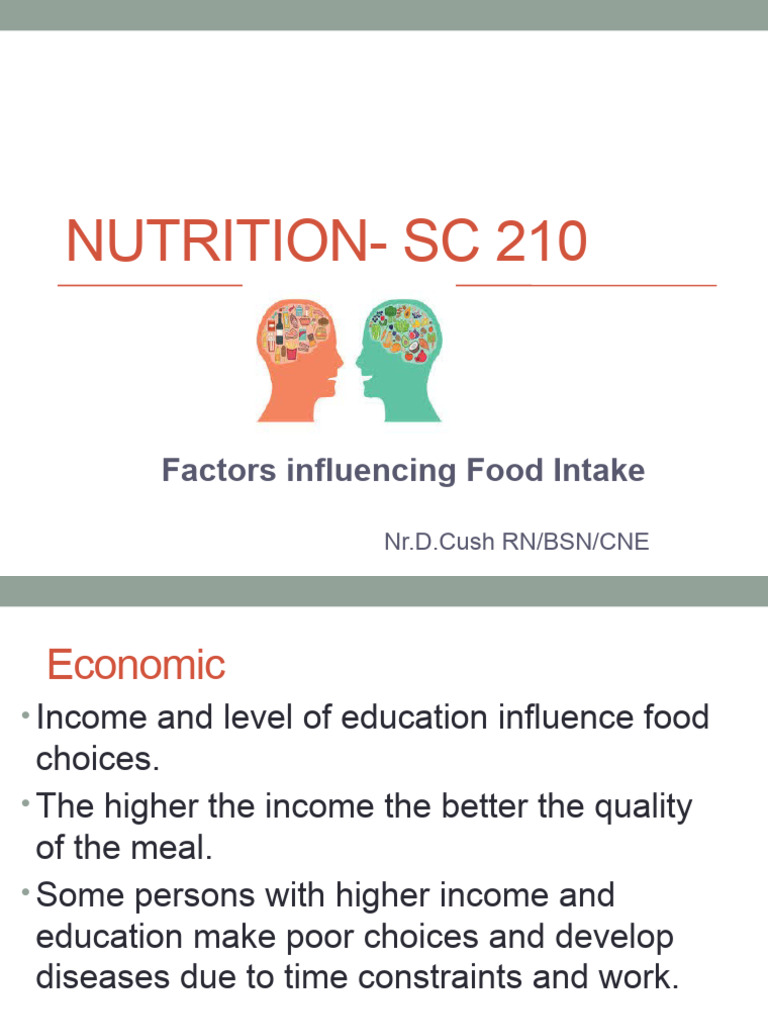 Nutrition - SC 210 Factors Affecting Food Intake | PDF