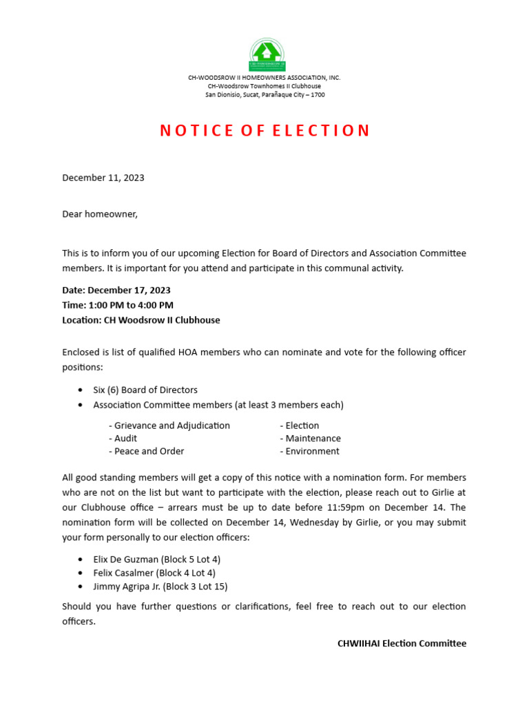 Notice of Election | PDF
