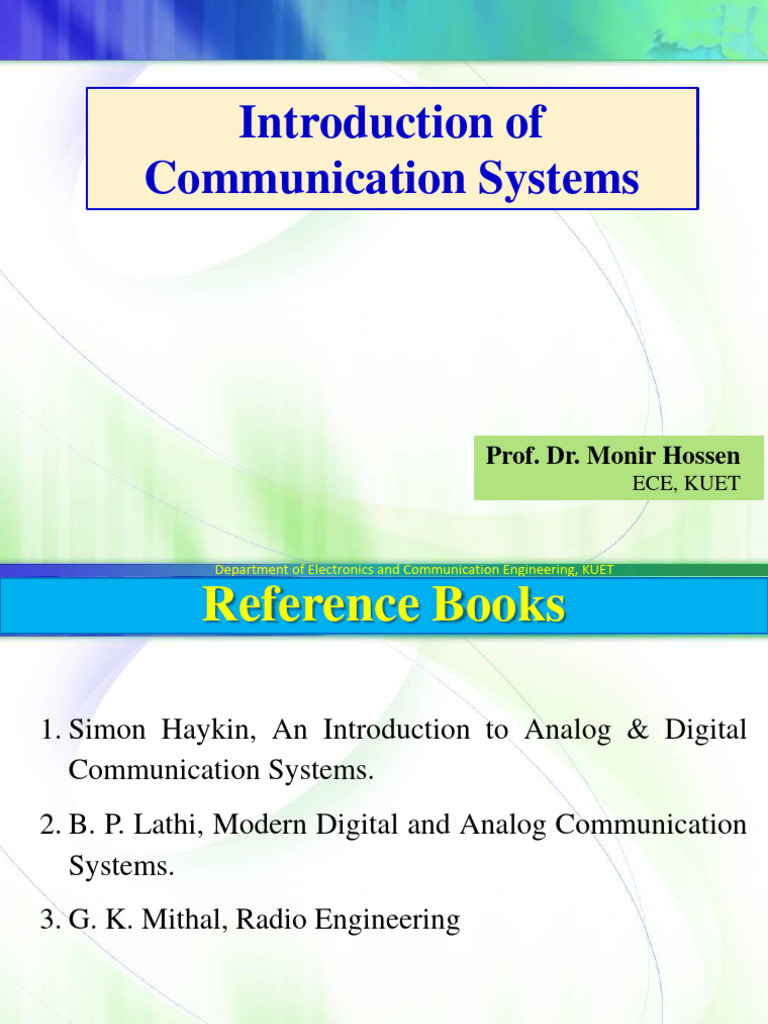 Introduction To Communication System | PDF | Transmission Medium | Telecommunications