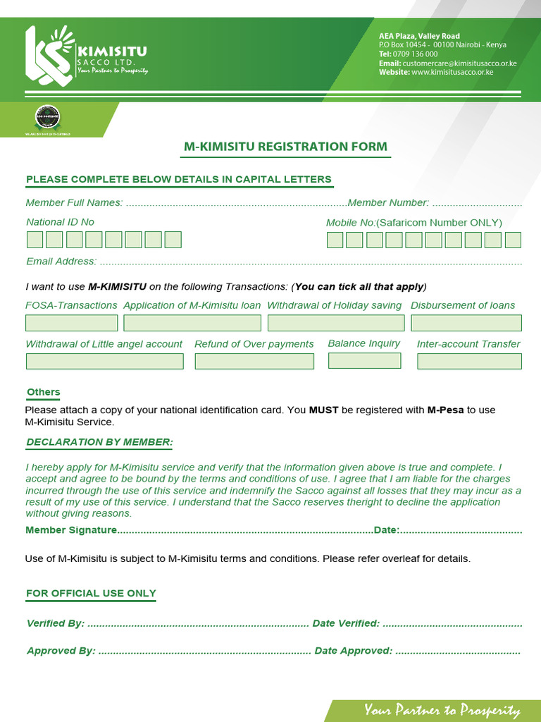 M Kimisitu Registration Form | PDF | Service Industries | Business
