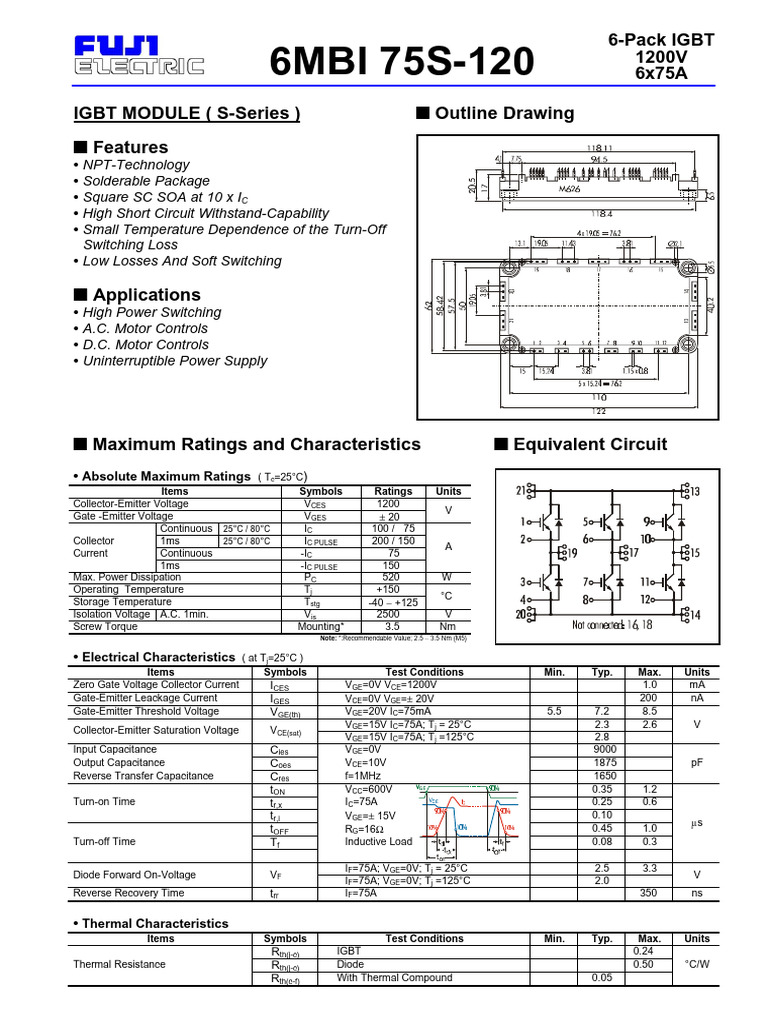 6MBi75S 120 | PDF | Computer Engineering | Power Electronics