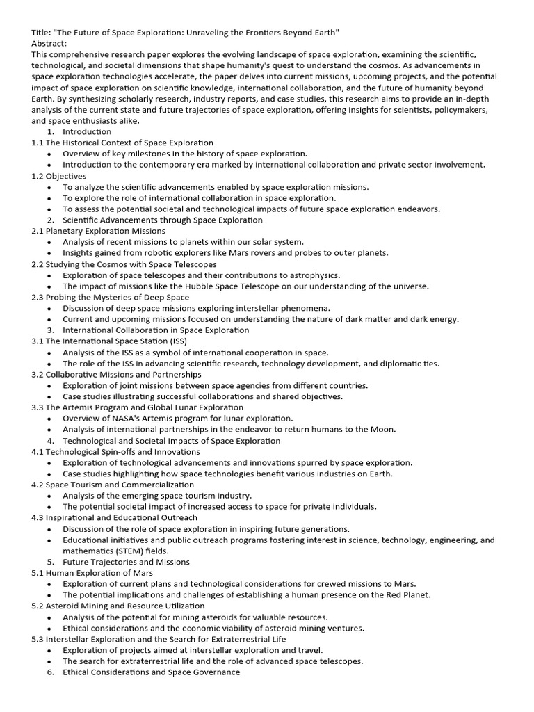 Ethical Dimensions of Future Space Exploration | PDF | Space ...
