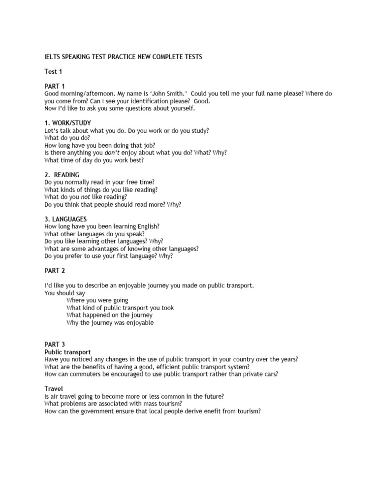 IELTS Speaking Test Practice Guide | PDF | Communication | Social Media