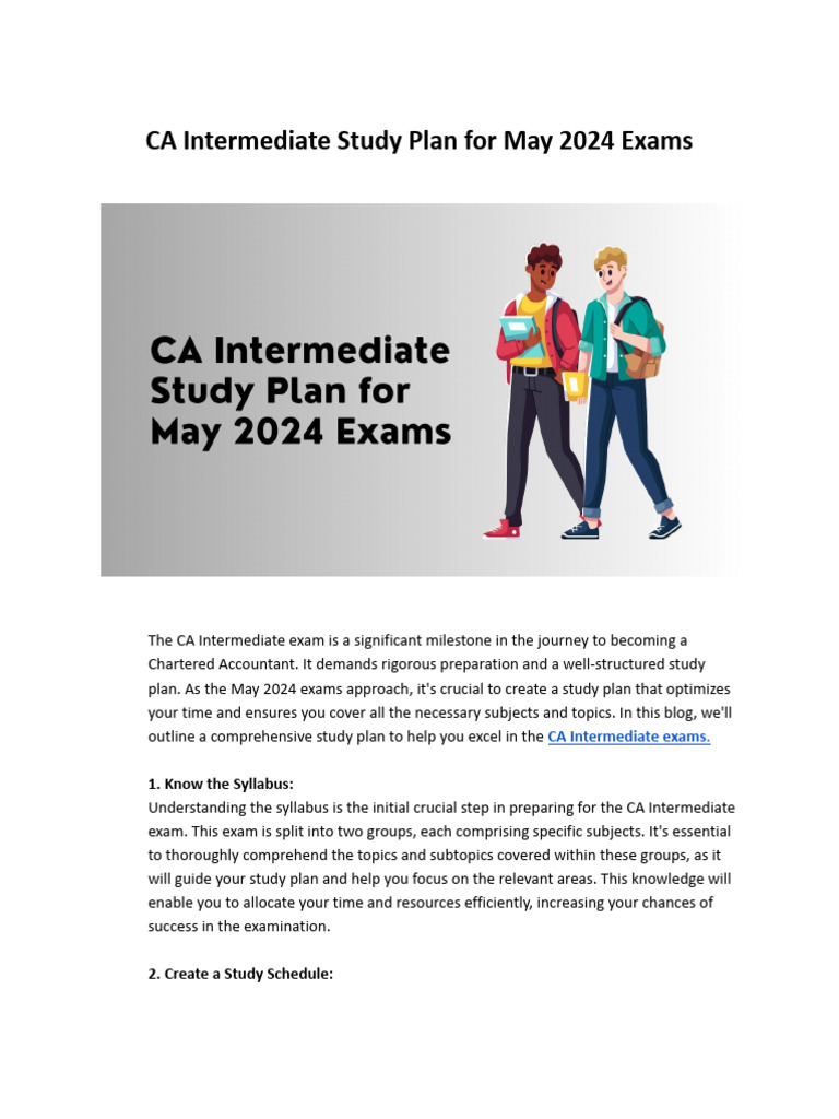 CA Intermediate Study Plan For May 2024 Exams | PDF | Goal