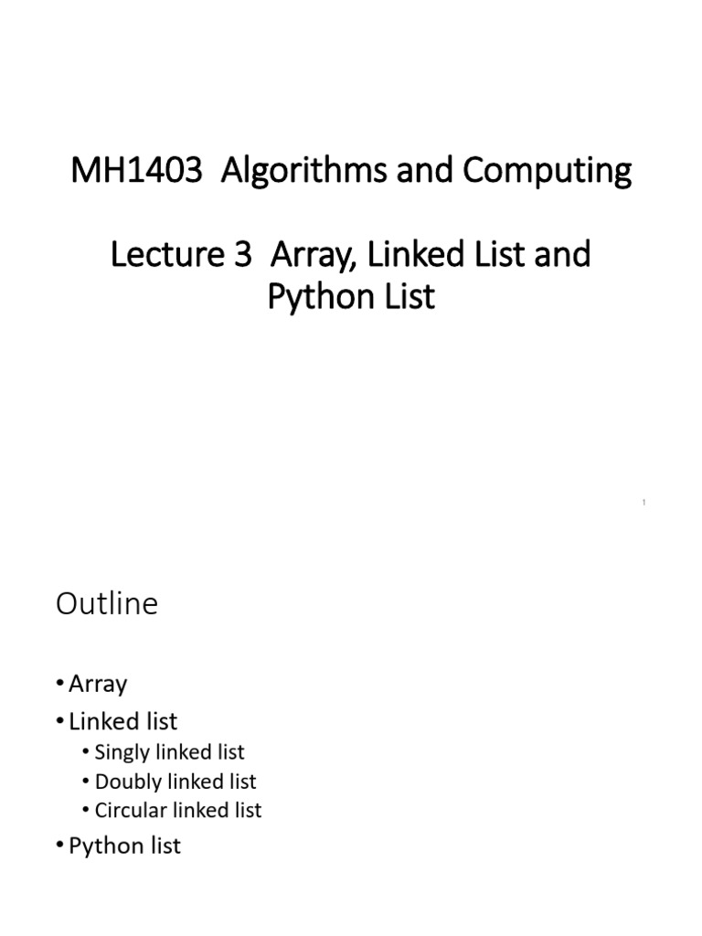 Lecture03 Array Linkedlist Pythonlist Pdf Data Management Data