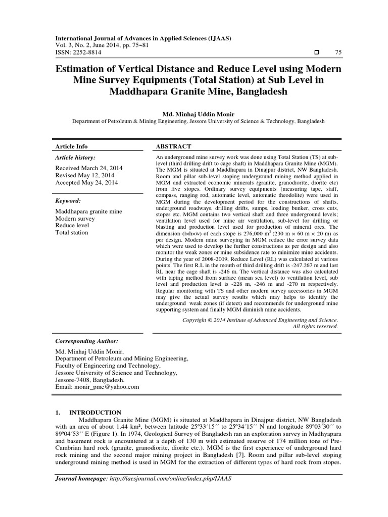 Estimation of Vertical Distance and Redu | PDF | Surveying | Mining