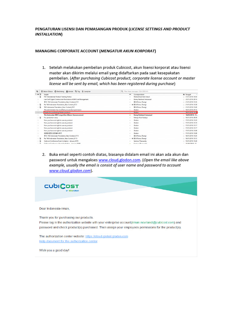 Pengaturan Lisensi Cubicost Cloud | PDF