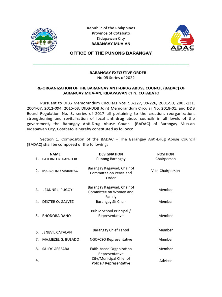 Executive Order #5 S 2022 Badac | PDF | Government | Social Aspects Of ...