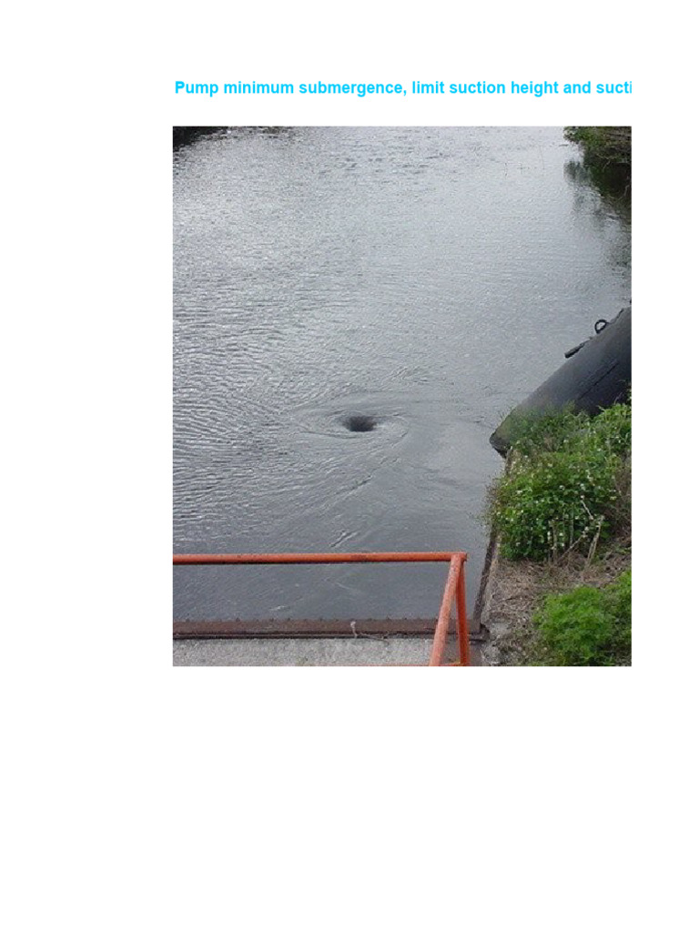 Pump Suction Submergence Guide | PDF | Hydraulics | Fluid Dynamics