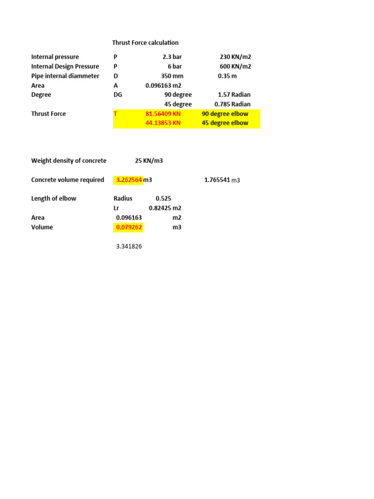 Thrust Block Calculation | PDF | Volume | Quantity