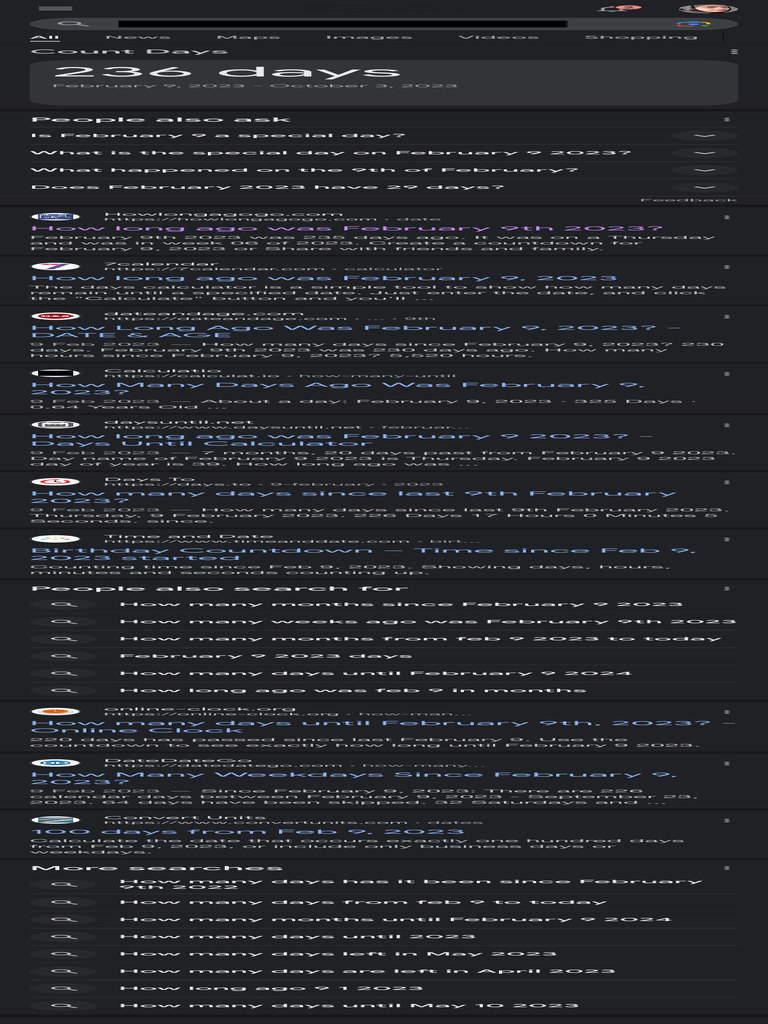 How Many Days Has It Been Since February 9th 2023 - Google Search | PDF ...