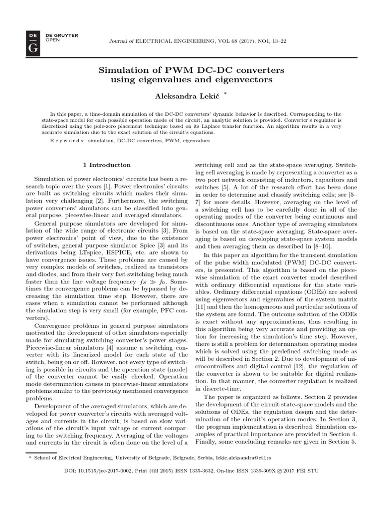 Simulation of PWM DC DC Converters Using | PDF