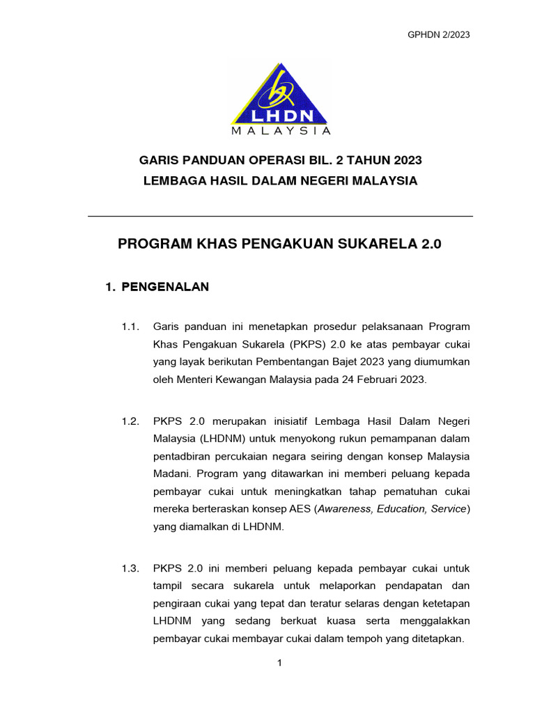 Garis Panduan Operasi Bil 22023 | PDF