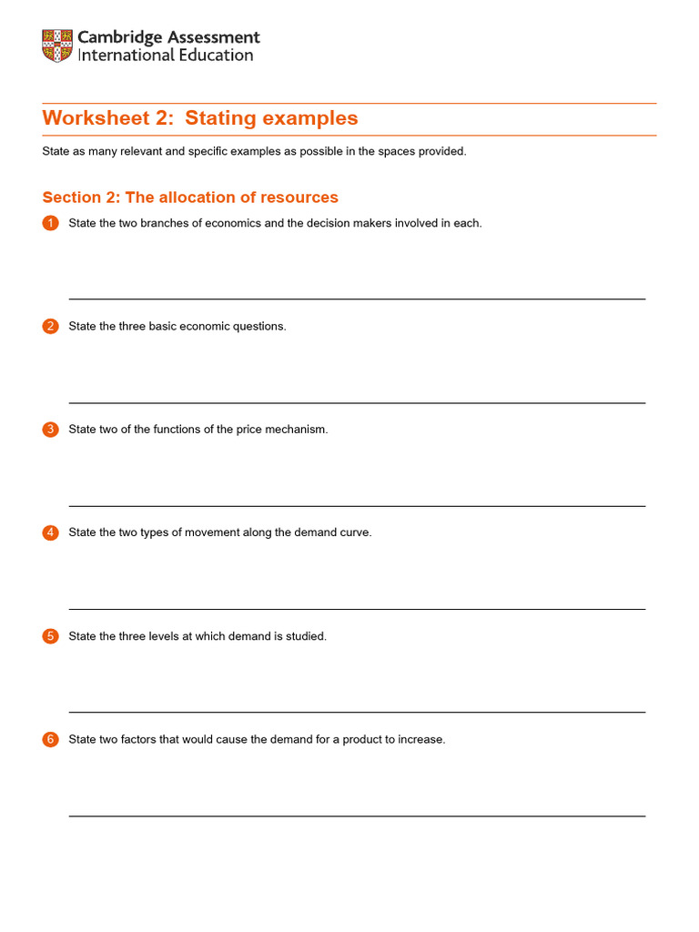 AO1 Worksheet 2 Stating Examples | PDF