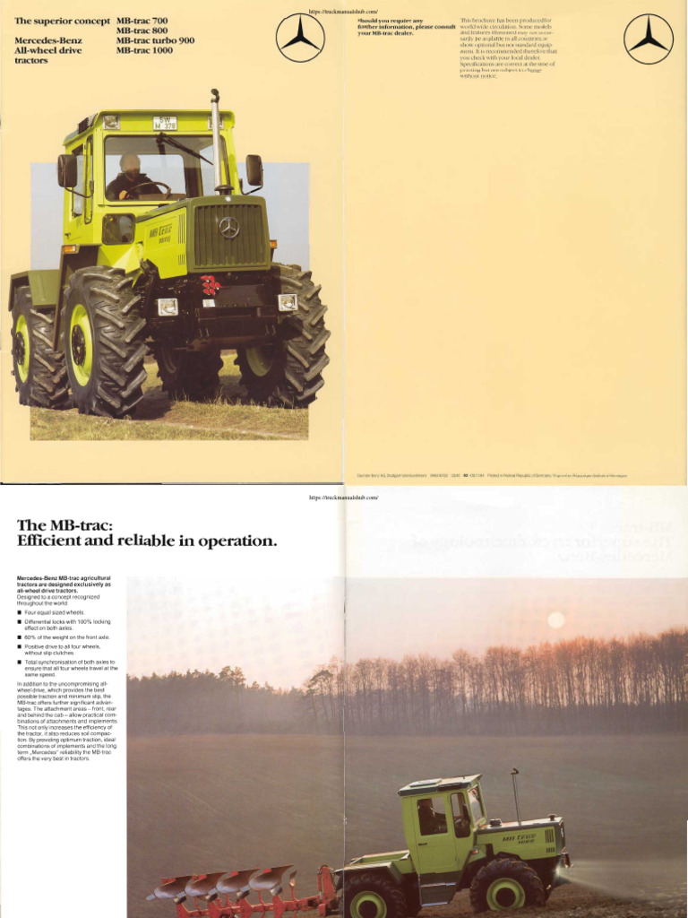 Mercedes Benz MB-trac 700 - MB Trac 800 - MB Trac Turbo 900 - MB Trac ...