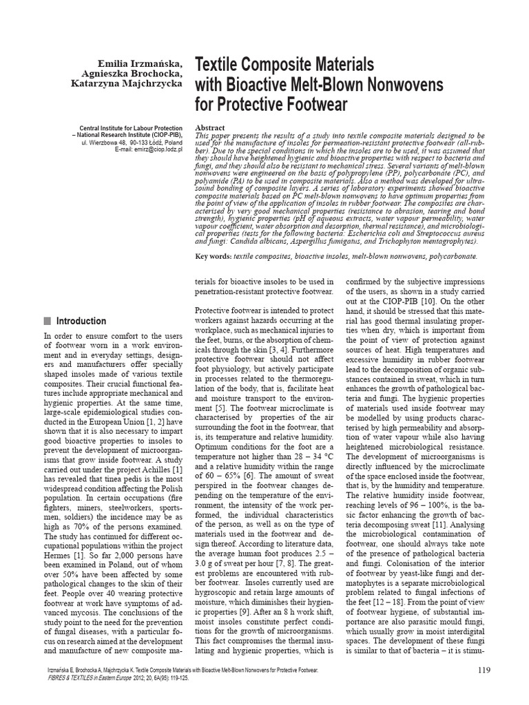 Bioactive Textile Composites for Insoles | PDF | Nonwoven Fabric ...