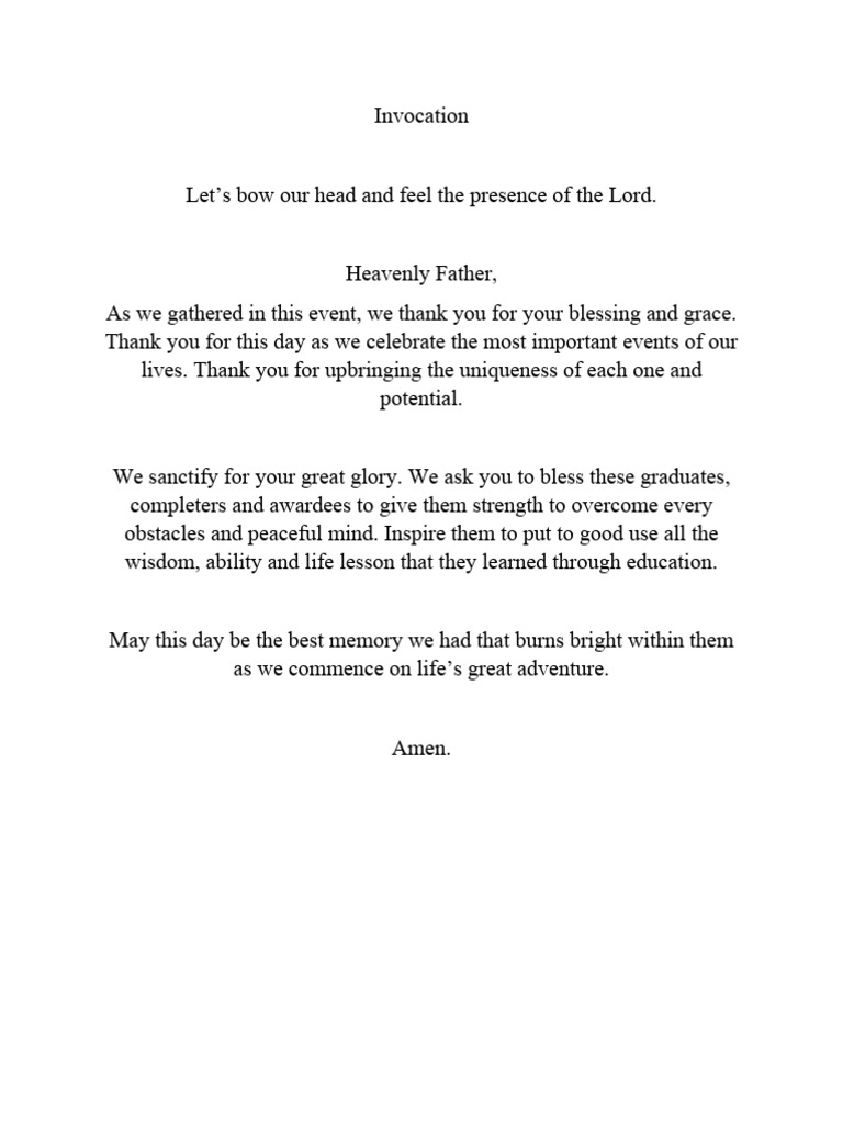 Invocation | PDF | Cooking, Food & Wine | Self-Improvement