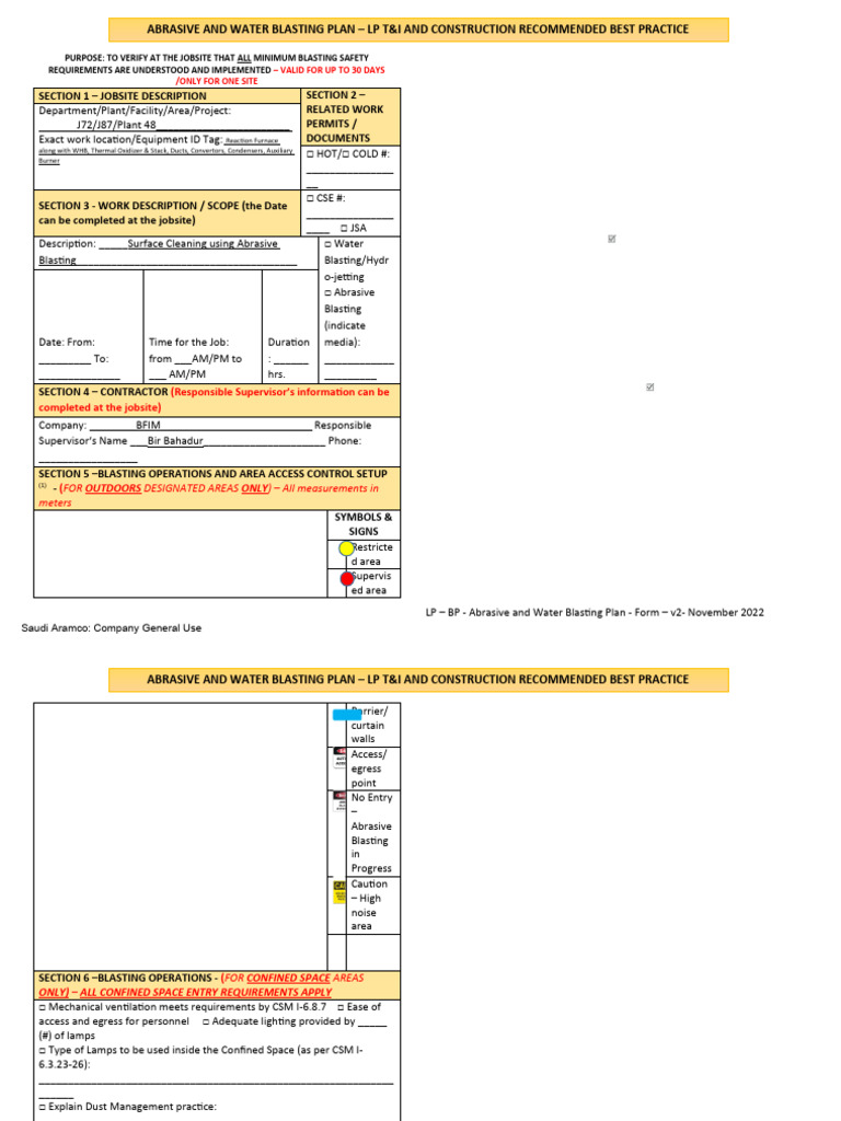 Abrasive Water Blasting Safety Plan | PDF | Equipment
