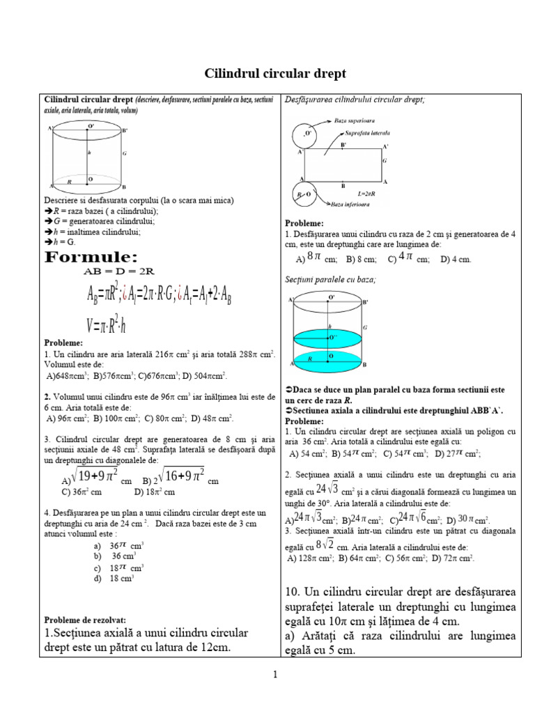Fisa Cilindrul Circular Drept | PDF