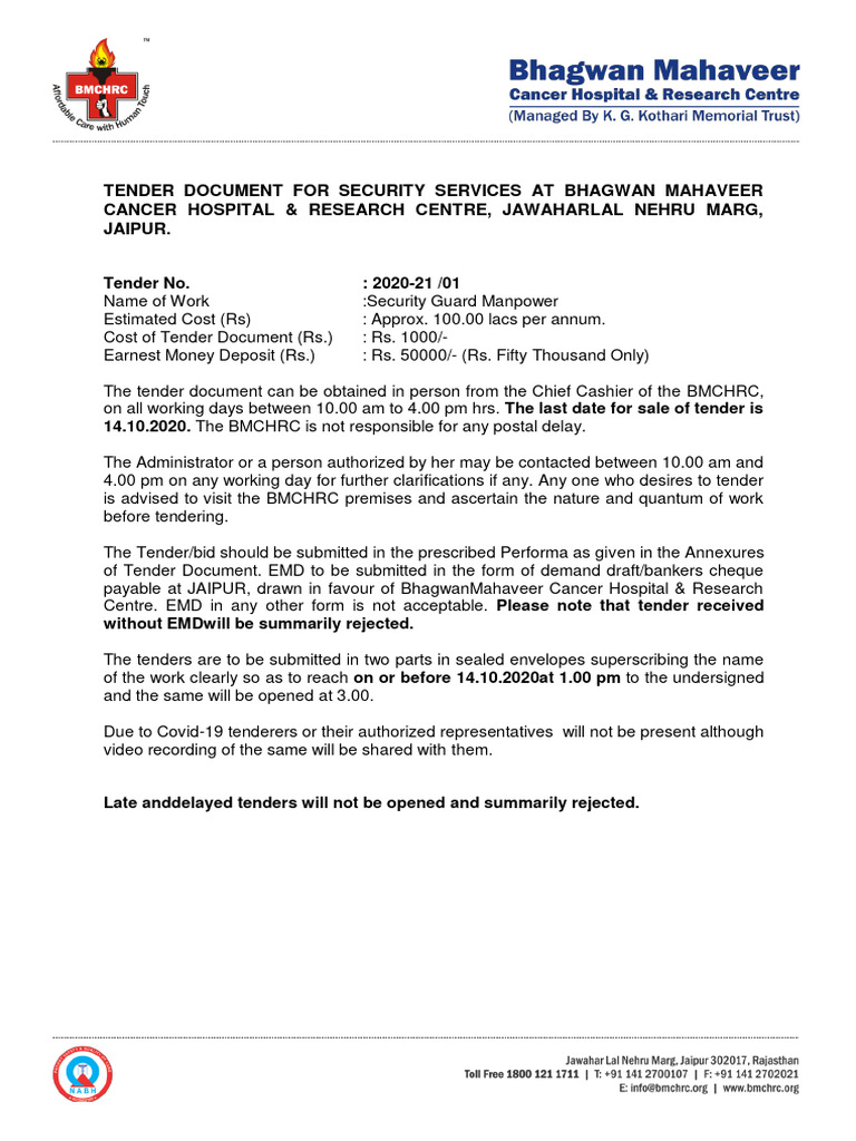 Tender Security Services 1 2 | PDF | Business | Government