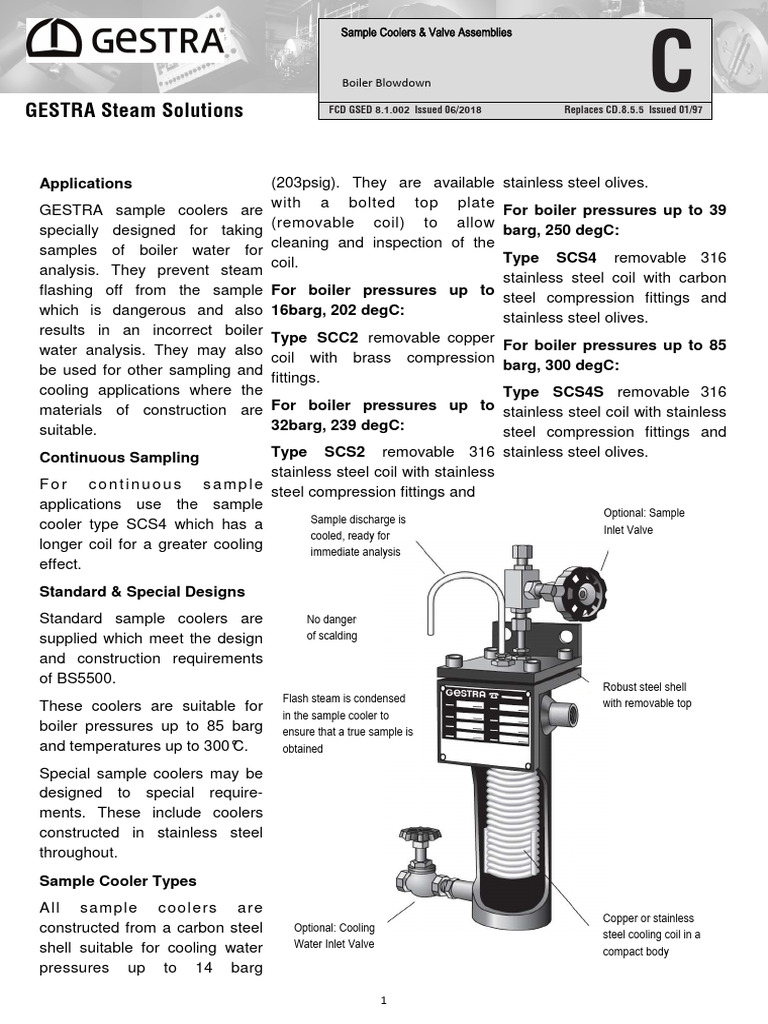 Boiler Water Sample Cooler Overview | PDF | Boiler | Valve