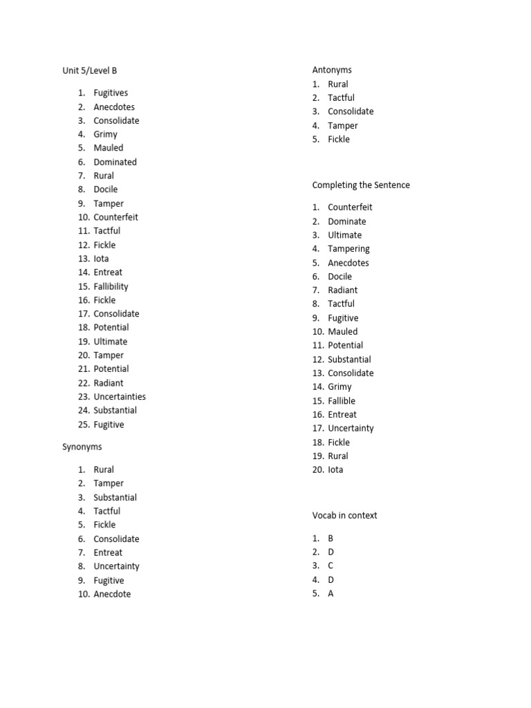 Unit 5 Answers | PDF