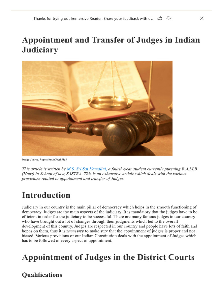Appointment of Judges | PDF