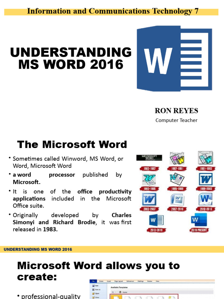 Lesson 1 Understanding MS Word2016 | PDF