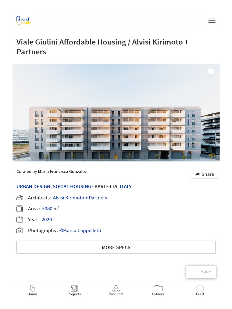 Viale Giulini Affordable Housing - Alvisi Kirimoto + Partners - ArchDaily | PDF | Stairs ...