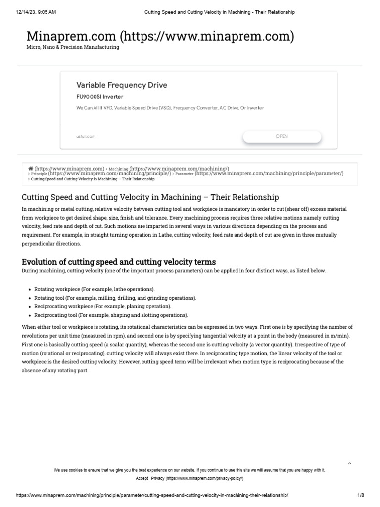 Cutting Speed vs. Cutting Velocity | PDF | Machining | Speed