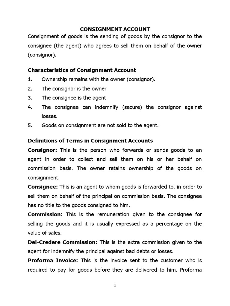 Consignment Account 11 - 1 | PDF | Business | Private Sector