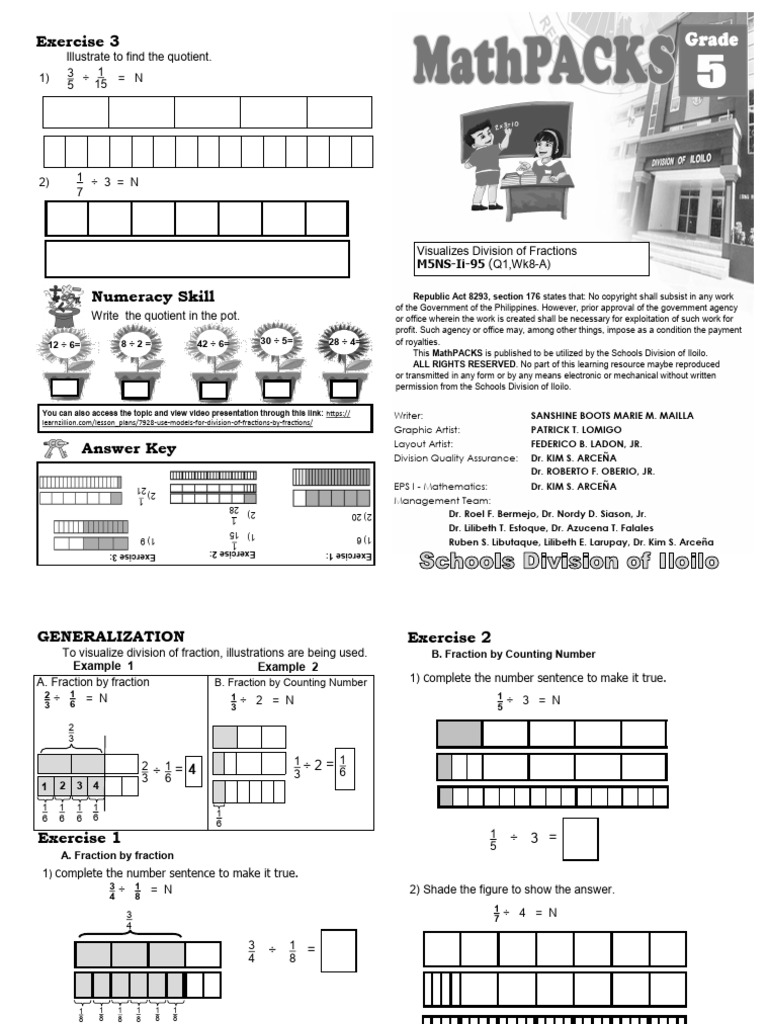 Exercise 3: Illustrate To Find The Quotient. 1) ÷ N 1 15 3 5 | PDF | Mathematical Notation ...