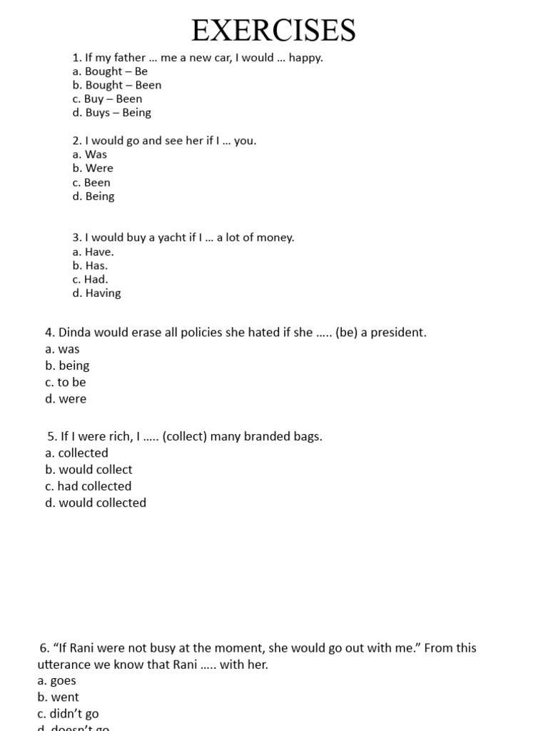 Exercises Conditional 2 and 3 | PDF