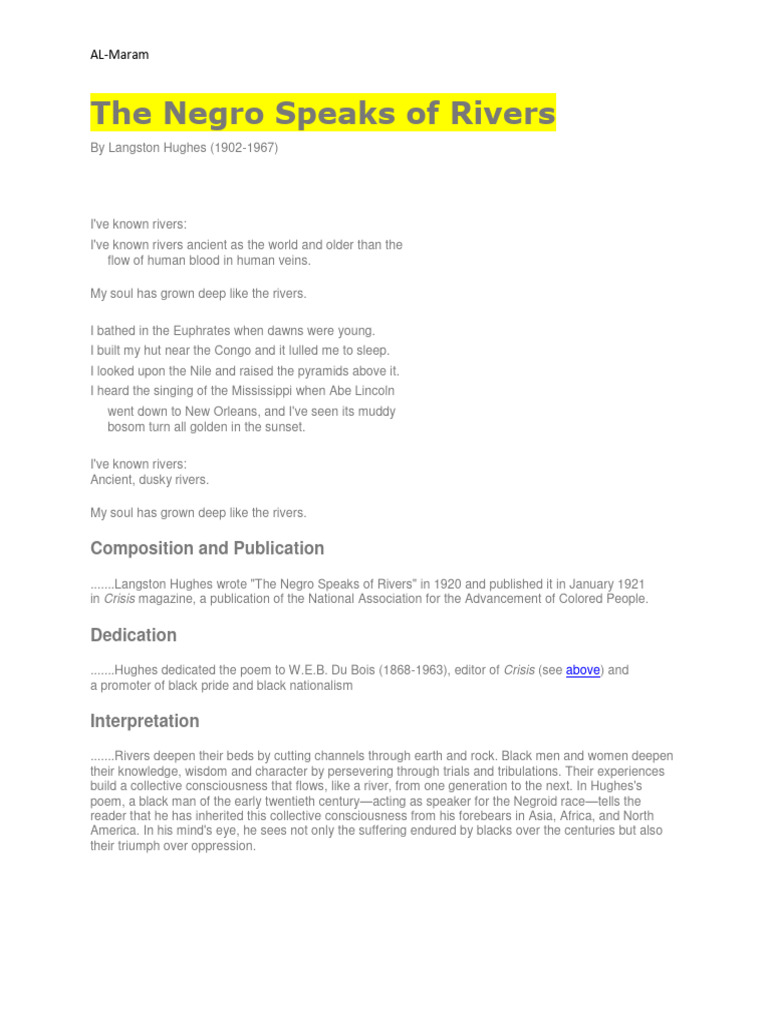 Analysis of "The Negro Speaks of Rivers" | PDF