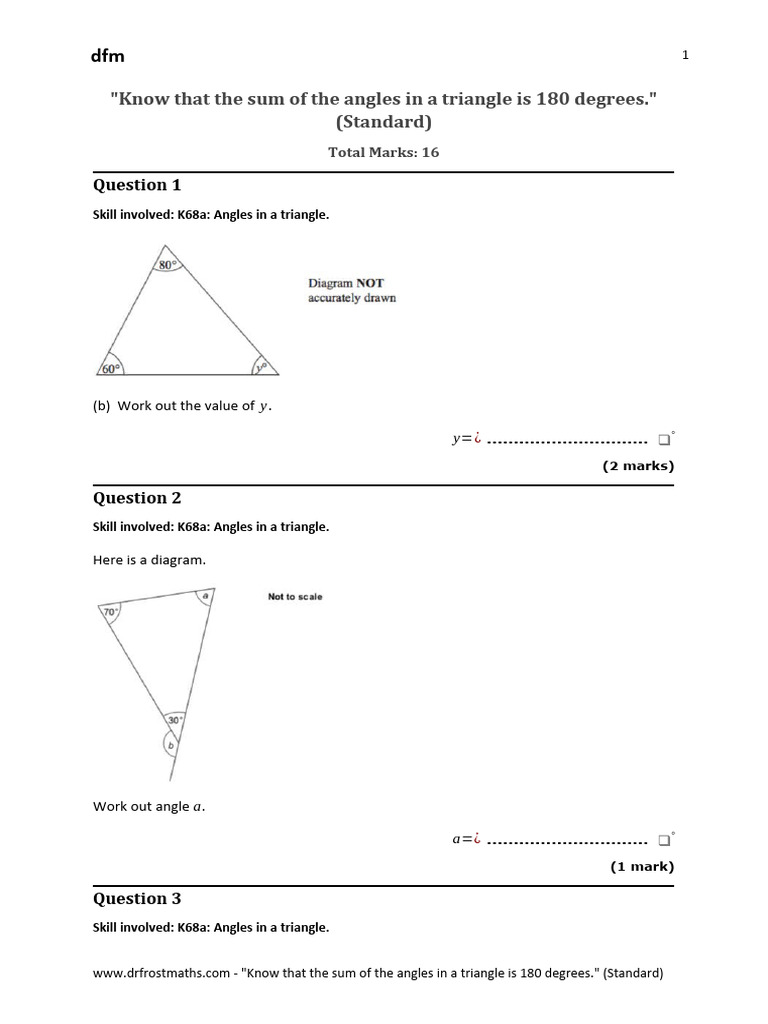 "Know That The Sum of The Angles in A Triangle Is 180 Degrees ...