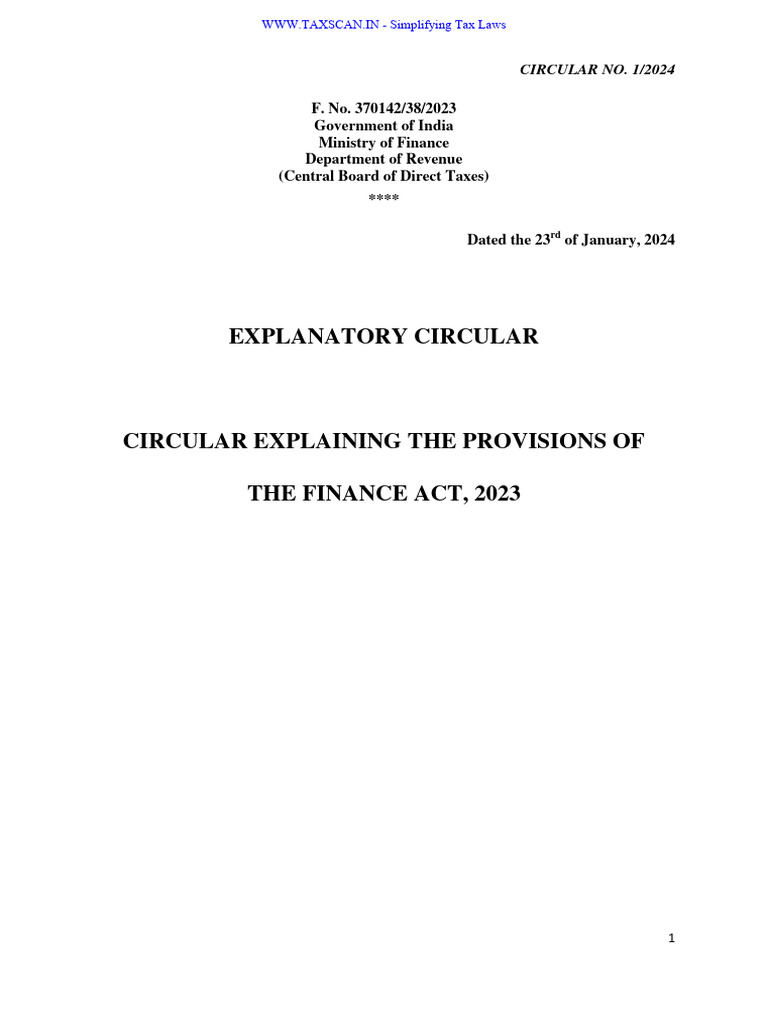 CBDT Releases Circular Explaining Amendments Made in Income Tax Act ... CBDT Releases Circular Explaining Amendments Made in Income Tax Act ...