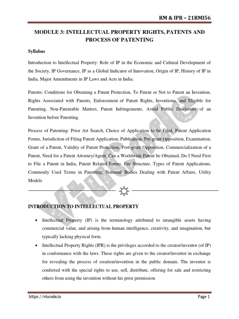 @vtucode - in Module 3 RM 2021 Scheme 5th Semester | PDF | Patent Application | Patent