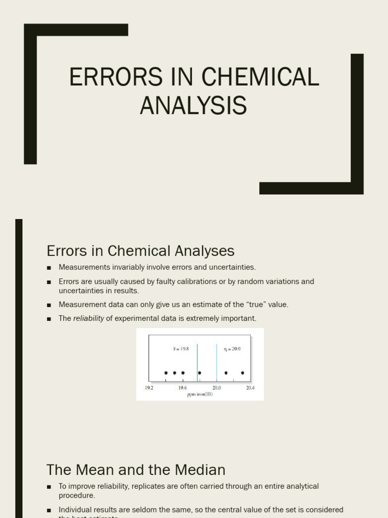 Errors in Chemical Analysis 1 | PDF | Observational Error | Accuracy And Precision